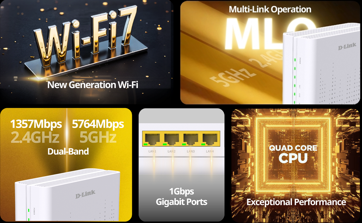 D-Link DPN-BE7212GR BE7200 Dual Band 10G Wi-Fi 7 EasyMesh Router ...